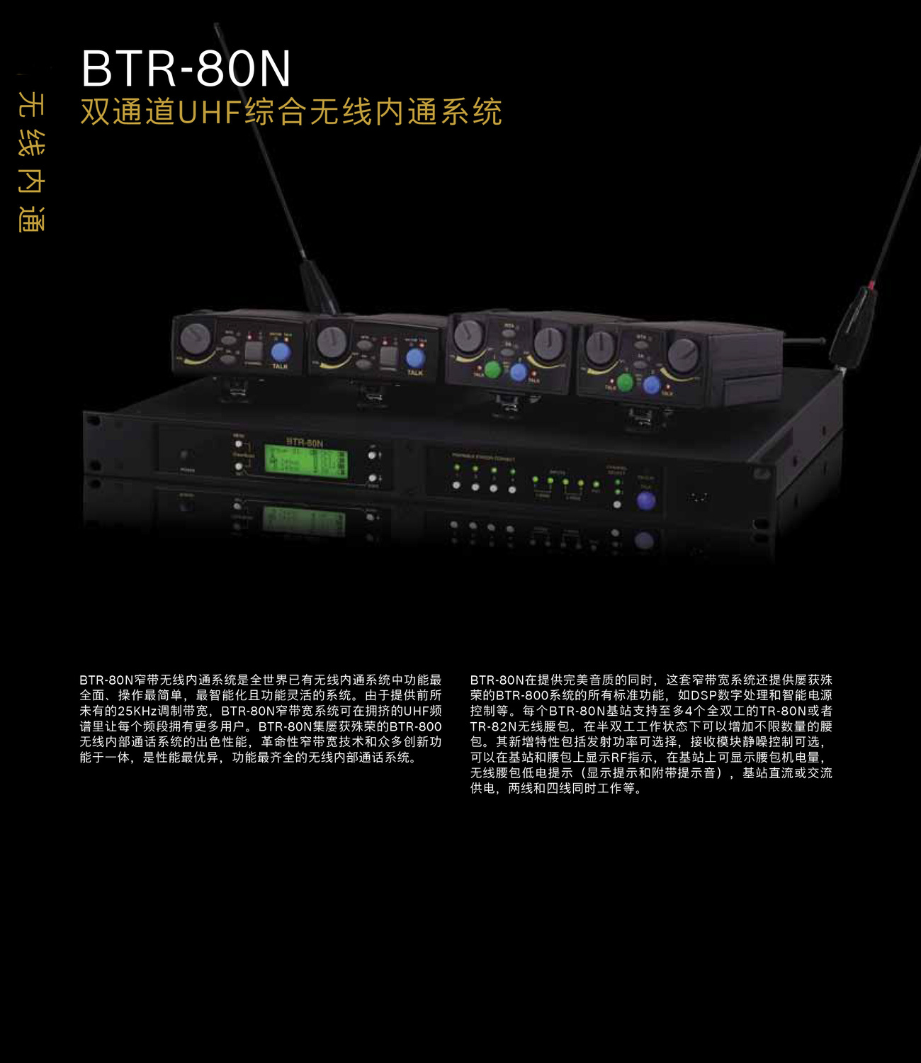 TELEX BTR-800/BTR-80N 双通道UHF无线内通 - 上海视升灯光音响设备有限公司